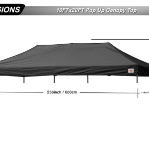 ABCCANOPY Replacement Canopy Top for Pop Up Canopy Tent (10x20, Black)