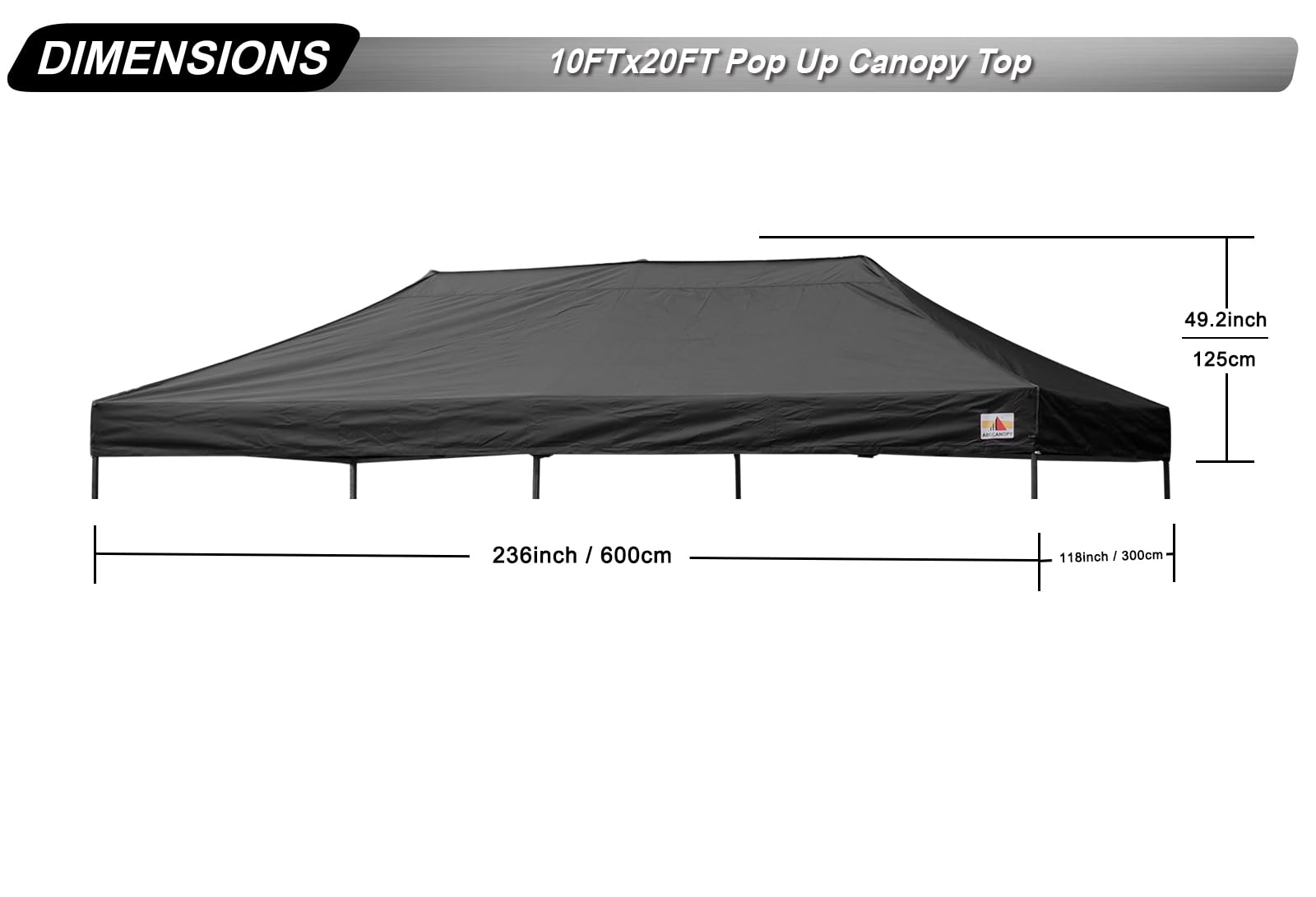 ABCCANOPY Replacement Canopy Top for Pop Up Canopy Tent (10x20, Black)