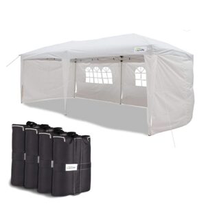 goutime 10x20 feet ez pop up canopy instant tent shelter with weight bags 4 x 40 lb