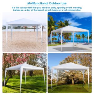 10'x10' Outdoor Party Tent, Backyard Canopy Tents for Parties, White Event Tent with Ground Nails and Ropes, Small Waterproof Tent for Wedding, Barbecue and Flea Market