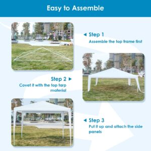 10'x10' Outdoor Party Tent, Backyard Canopy Tents for Parties, White Event Tent with Ground Nails and Ropes, Small Waterproof Tent for Wedding, Barbecue and Flea Market