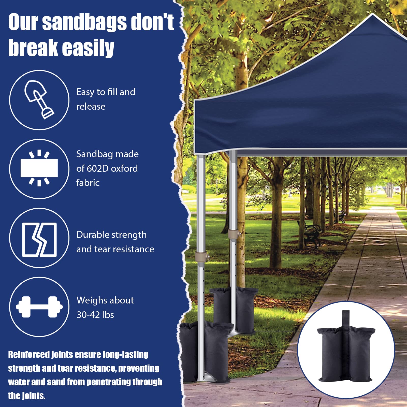 NA Canopy Weight Bags for Pop up Canopy Tent, Heavy Duty Sandbags for Instant Outdoor Sun Shelter Canopy Legs