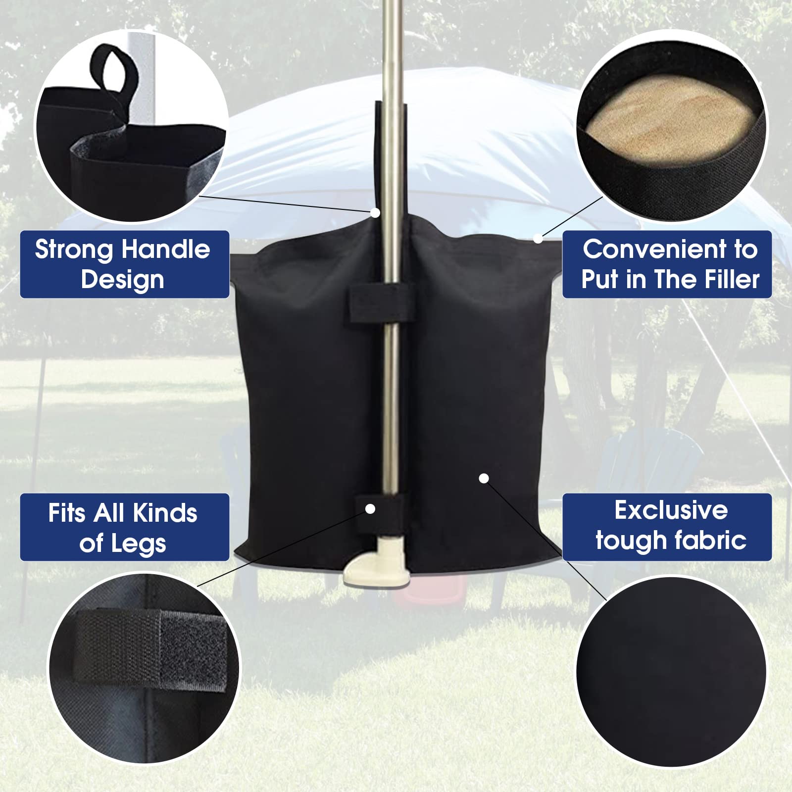 NA Canopy Weight Bags for Pop up Canopy Tent, Heavy Duty Sandbags for Instant Outdoor Sun Shelter Canopy Legs