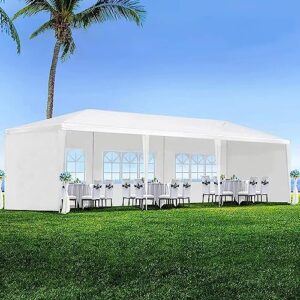 10'x30' party tent, outdoor tents for parties, wedding and birthday, white large canopy tent with 5 removable sidewalls & transparent windows, outside gazebo event tent for garden, patio and backyard