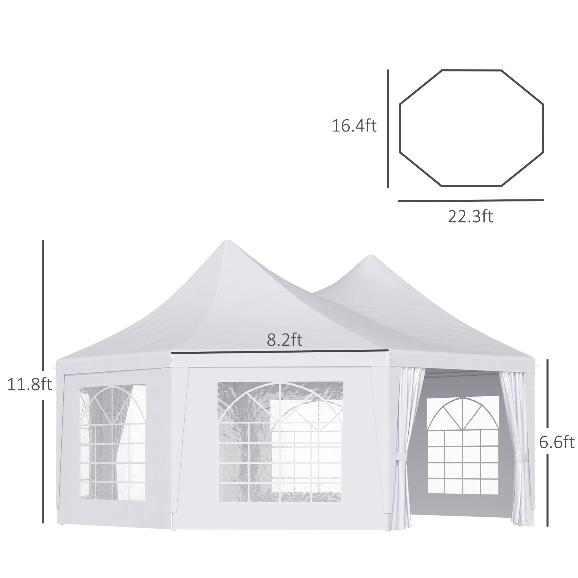 Outsunny 22 x 16 ft Party Tent, Wedding Tent with Sidewalls, Heavy Duty Event Tent with 2 Doors and 6 Windows, Outdoor Gazebo Tent for Party, White