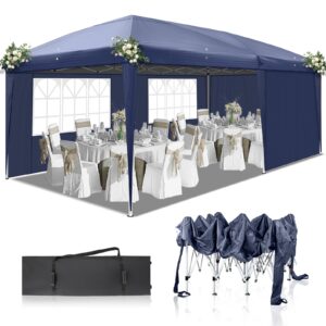 outvita 10x20ft ez pop up canopy, portable instant canopy tent with 4 sidewalls for outdoor events, party, wedding, birthday,graduation