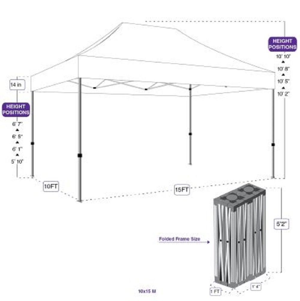 Impact Canopy 10' x 15' Pop-Up Canopy Tent Frame, Replacement Aluminum Frame with Dust Cover