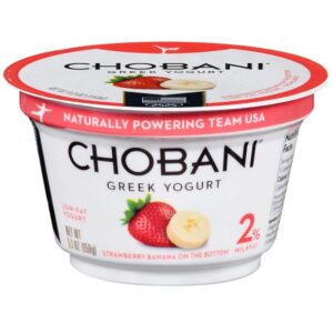 chobani strawberry banana on the bottom low fat greek yogurt, 5.3 ounce -- 12 per case