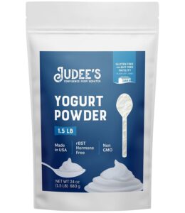 judee’s yogurt powder 1.5lb (24oz) - 100% non-gmo, rbst hormone-free - gluten-free & nut-free - made from real dairy - made in usa - make homemade yogurt and tangy dips, dressings, and toppings