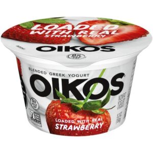 oikos core strawberry greek yogurt, 5.3 ounce cup - 12 per case