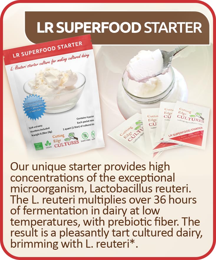 LR SuperFood Starter Culture L. Reuteri ProBiotic As Recommended by Dr William Davis Super Gut, MD Cultured Dairy Low and Slow Yogurt Lactobacillus