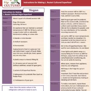 LR SuperFood Starter Culture L. Reuteri ProBiotic As Recommended by Dr William Davis Super Gut, MD Cultured Dairy Low and Slow Yogurt Lactobacillus