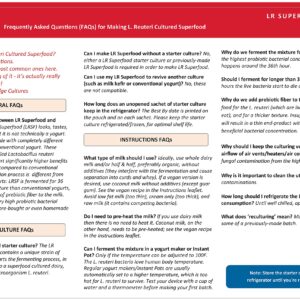 LR SuperFood Starter Culture L. Reuteri ProBiotic As Recommended by Dr William Davis Super Gut, MD Cultured Dairy Low and Slow Yogurt Lactobacillus