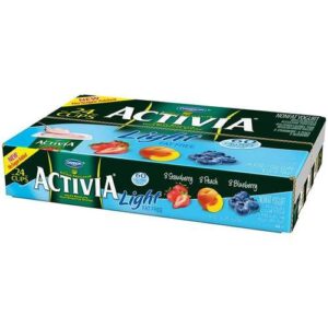 activia light strawberry peach blueberry probiotic yogurt, 4 ounce - 24 per pack -- 1 each.