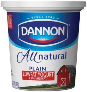 dannon all natural quart plain lowfat yogurt, 32 ounce -- 6 per case.