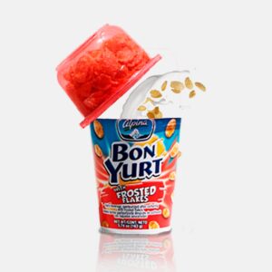 bon yurt alpina - pack of 12, 5.78 oz - flip yogurt with frosted flakes cereal cups - breakfast food cereals - kids yogurt - yogurt with toppings