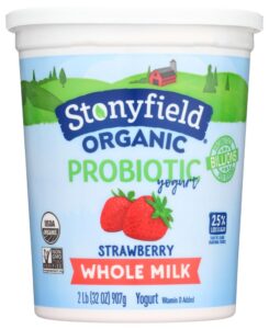 stonyfield farm organic strawberry yogurt, 32 ounce -- 6 per case.