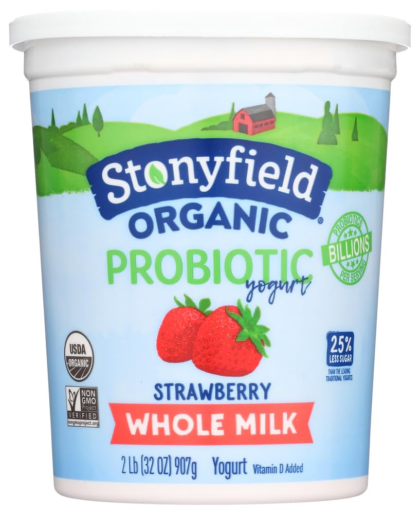 Stonyfield Farm Organic Strawberry Yogurt, 32 Ounce -- 6 per case.