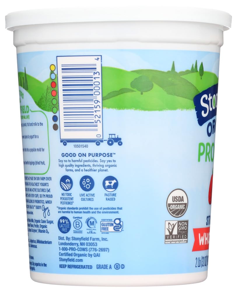 Stonyfield Farm Organic Strawberry Yogurt, 32 Ounce -- 6 per case.