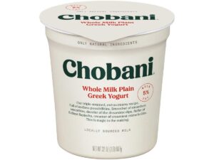 chobani greek yogurt 4 percent whole fat plain, 32 ounce - 6 per case._ab