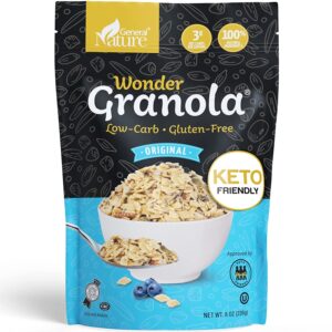 keto granola low carb - original flavor - keto cereal low carb cereal - zero added sugar, 3g net carbs - healthy breakfast low carb keto nut granola for yogurt or topping - gluten free, vegan & kosher (original, 3 pack)