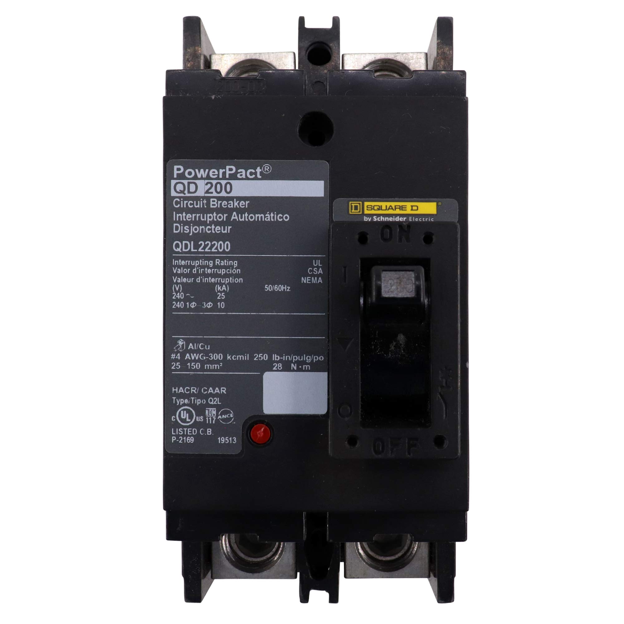 Schneider Electric QDL22200 PowerPact Q - molded case circuit breaker - 2-pole - 25 kA - 240 V - 200 A