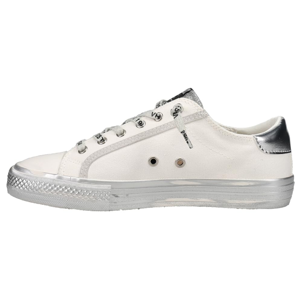 VINTAGE HAVANA Womens Alive 7 Metallic Glitter Lace Up Sneakers Shoes Casual - White - Size 8.5 B