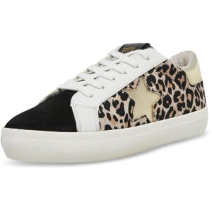 steve madden women's starling sneaker, black/leopard, 7.5