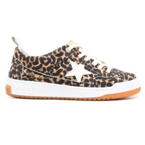 golden goose yeah leopard suede upper leather star nappa tongue womens distressed sneakers - 40