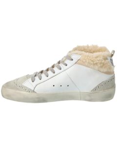 golden goose midstar leather & shearling sneaker, 38, white