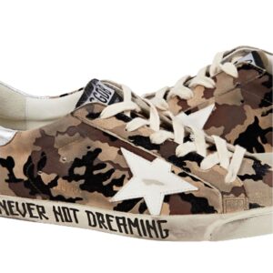 Golden Goose Super-Star Camou Flock Upper Leather Star Laminated Heel Signature Foxing Womens Distressed Sneakers-38