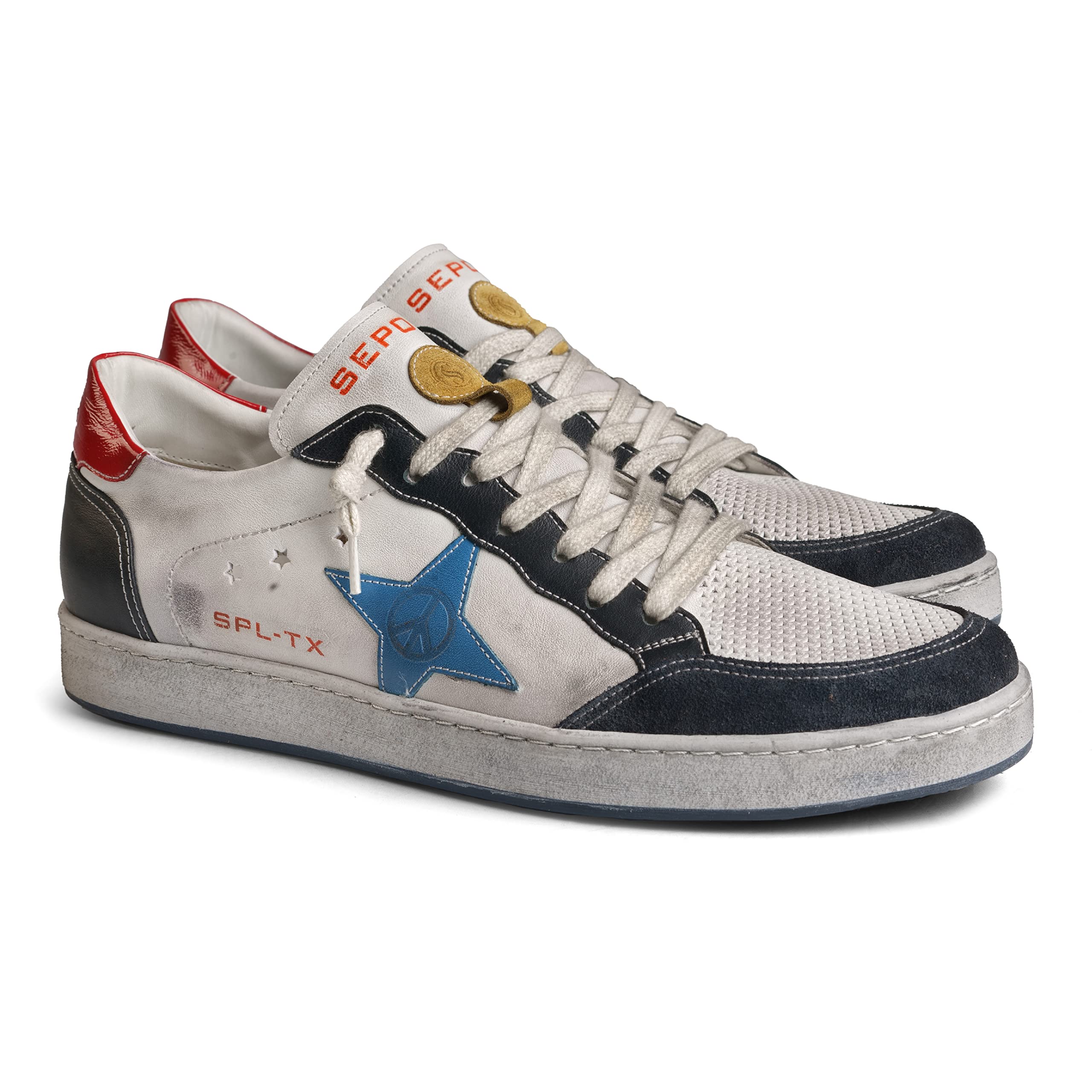 SEPOL Estrella Distressed Sneaker White (WHITE, us_footwear_size_system, adult, men, numeric, medium, numeric_10_point_5)