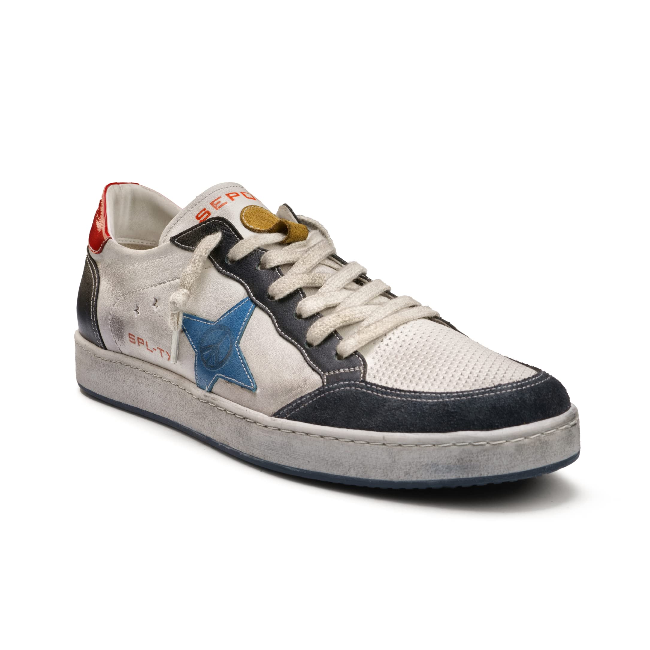 SEPOL Estrella Distressed Sneaker White (WHITE, us_footwear_size_system, adult, men, numeric, medium, numeric_10_point_5)