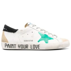 golden goose super-star leather upper serigraph star suede spur canvas heel serigraph mens sneakers-42 white