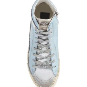 Golden Goose Women's Light Blue Leather Slide High Top Sneakers (us_footwear_size_system, adult, women, numeric, medium, numeric_10)