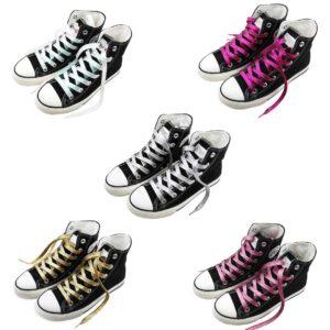 16 Pairs Multicolor Metallic Glitter Flat Shoelaces for Sneakers,43" Shoe Laces Strings