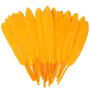 feelfunfeather 120pcs golden yellow goose cochettes feather natural bulk 4-6 inch 10-15cm for wedding party christmas halloween decorations diy crafts goose cochettes feather