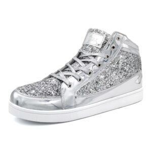 igxx glitter shoes for men high top flashing party casual lace-up sneakers men