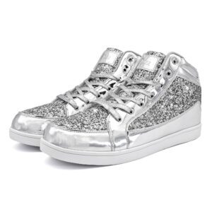 IGxx Glitter Shoes for Men High Top Flashing Party Casual Lace-up Sneakers Men