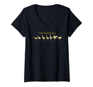 womens follow the golden geese v-neck t-shirt