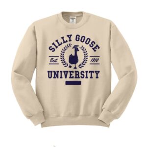 teesandtankyou silly goose university sweatshirt unisex 2x-large sand