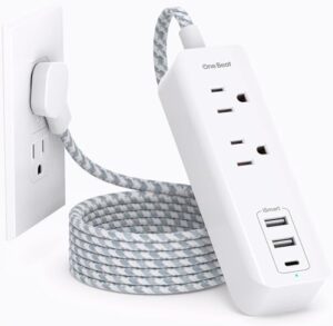 cruise essentials, usb c travel power strip, flat plug power strip with 2 outlets 3 usb ports (1 usb c), 5ft extension cord charging station, non surge protector for cruise ship, travel, home