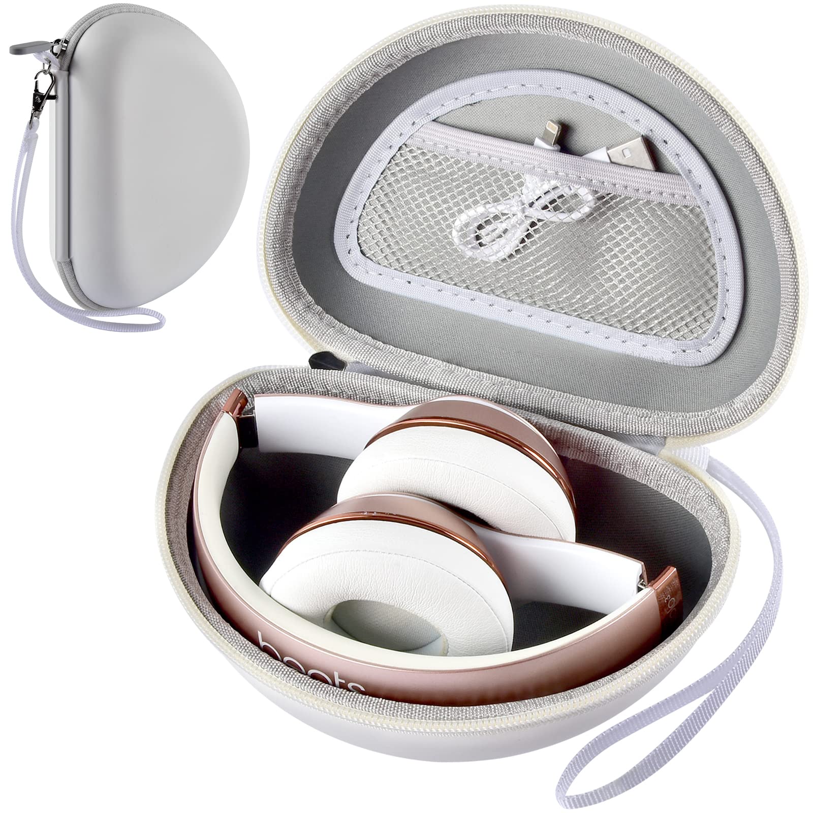 Comecase Travel Hard Carrying Case Compatible With Beats Solo 4/ for Beats Studio Pro/for Beats Solo3/ for Beats Studio3/ for Beats Solo2/ Solo Pro Bluetooth On-Ear Headphones - White