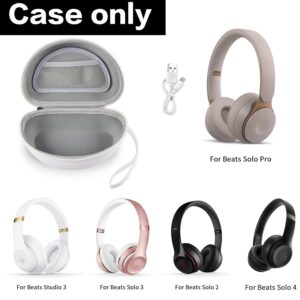 Comecase Travel Hard Carrying Case Compatible With Beats Solo 4/ for Beats Studio Pro/for Beats Solo3/ for Beats Studio3/ for Beats Solo2/ Solo Pro Bluetooth On-Ear Headphones - White