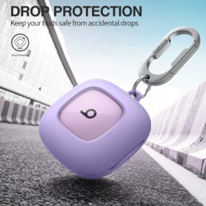 SURITCH Beats Fit Pro Case Cover Protector, Shock-absorbing Protective TPU Shell for Beats Fit Pro Charging Case 2021 Earbuds Secure Locking System with Anti-lost Keychain, Stone Purple