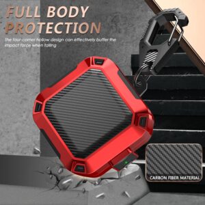 【with Anti-Drop Lock】 Carbon Fiber Beats Fit Pro Case Cover 2021,Shock-Absorbing Beats Fit Pro 2 protector with Accessories Keychain/Zipper Storage Bag/Cleaner Brush/Portable Wrist Strap - Red