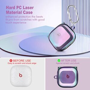 Beats Fit Pro Case Cover, Filoto Hard Case for Apple Beats Fit Pro 2021 Shockproof Protective Earbuds Case with Keychain Accessories for Men Women（Purple）