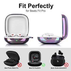 Beats Fit Pro Case Cover, Filoto Hard Case for Apple Beats Fit Pro 2021 Shockproof Protective Earbuds Case with Keychain Accessories for Men Women（Purple）