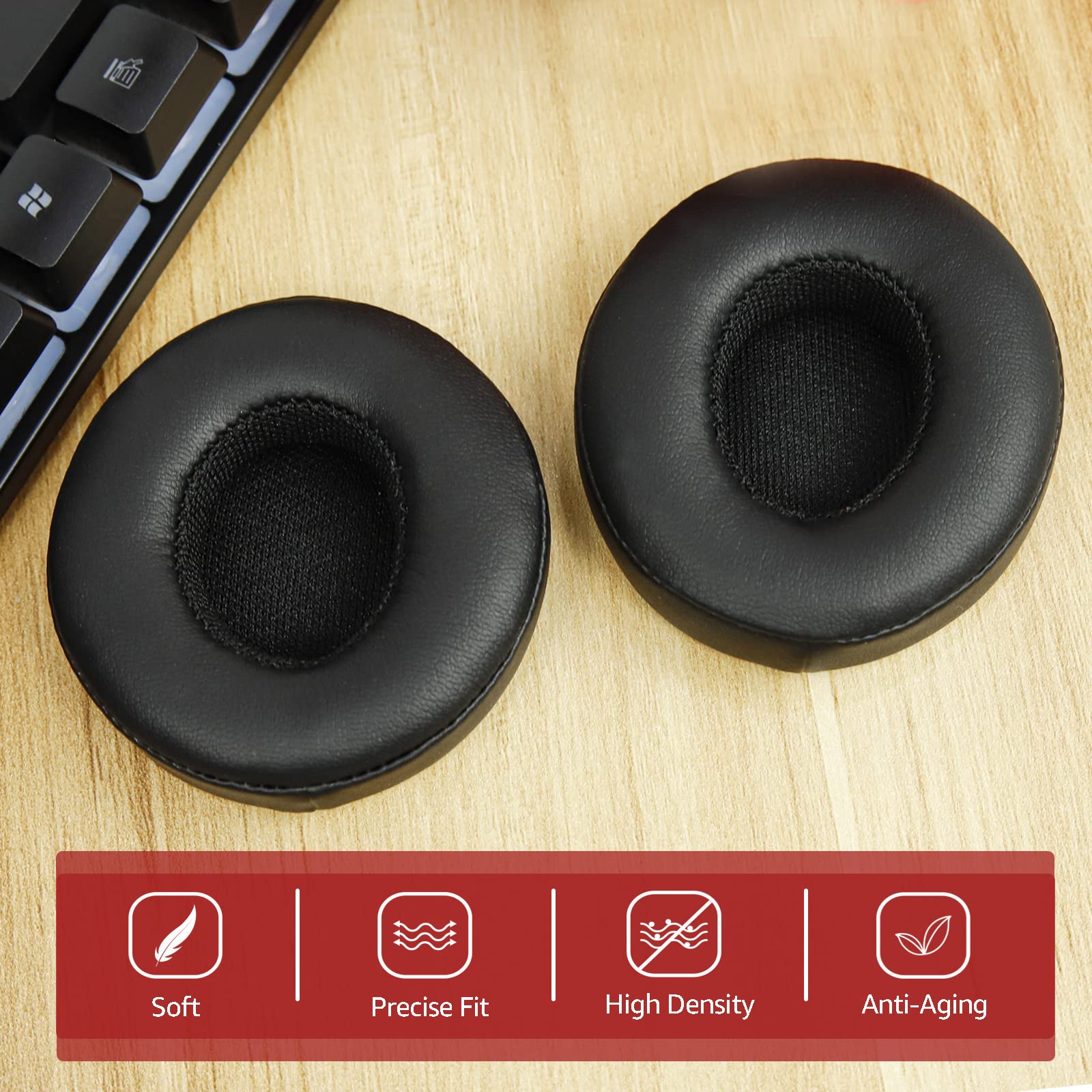 Krone Kalpasmos's Beats Solo 3 Earpads Replacement, Beats Solo 2 Earpad Replacement, Premium Protein Leather Memory Foam with Kits, Superb Comfortable – Black