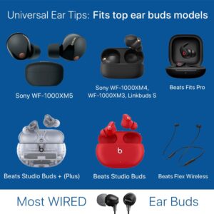 AirFoams Pro Universal Memory Foam Ear Tips w/Silicone Shield Patented for Sony WF-1000XM5, WF-1000XM4, Beat Fit Pro, Beats Studio Buds Plus, Beats Flex. Replacement. Kickstarter. (SML)